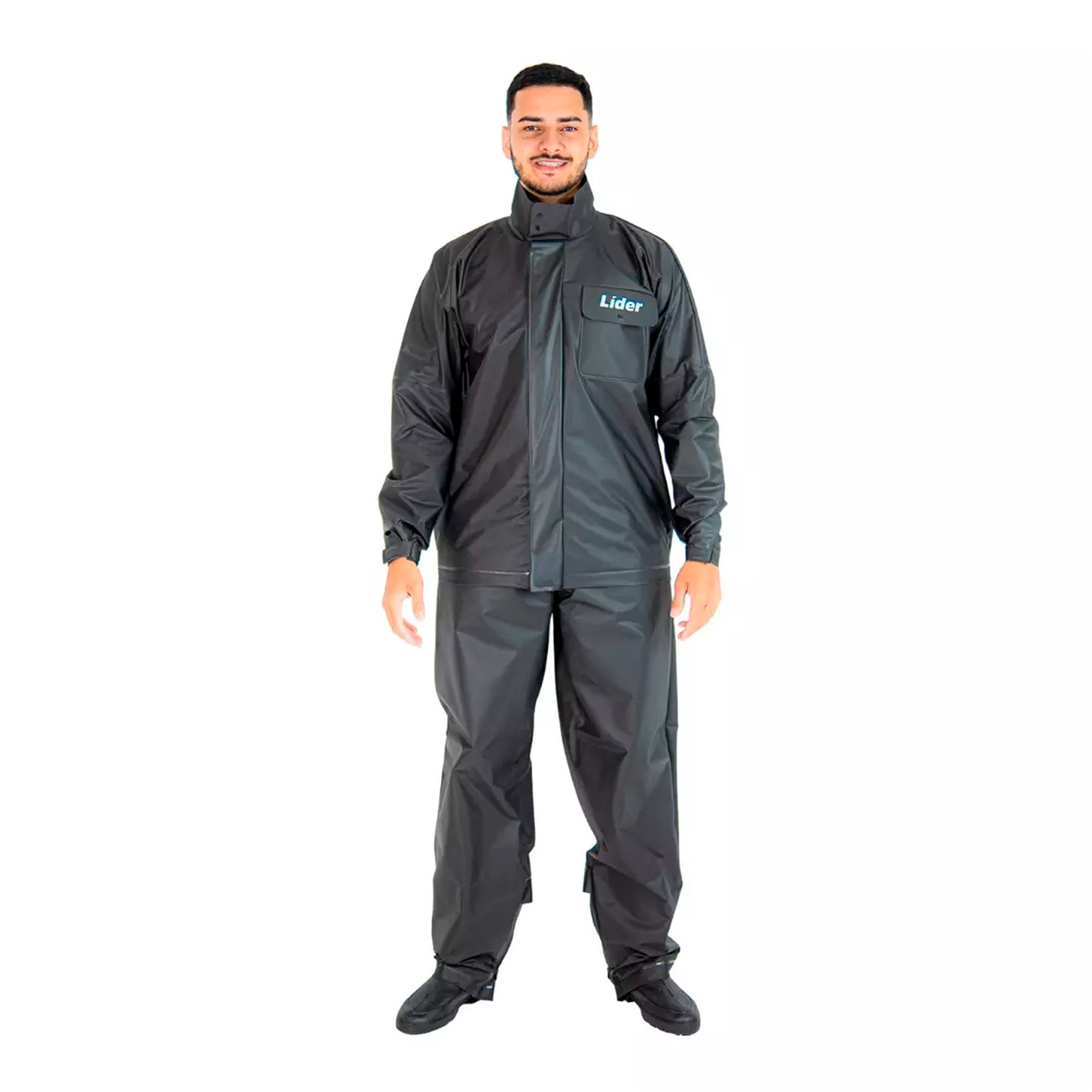CONJUNTO CAPA CHUVA IMPERMEÁVEL PVC MASCULINO LIDER
